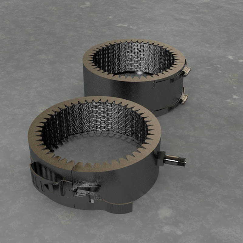 PTFE spray shields with drain nipple, SUS 316L flange guards with mesh ...